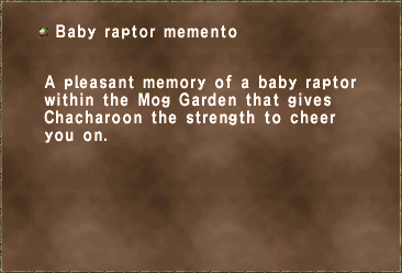 Baby raptor memento | FFXIclopedia | Fandom