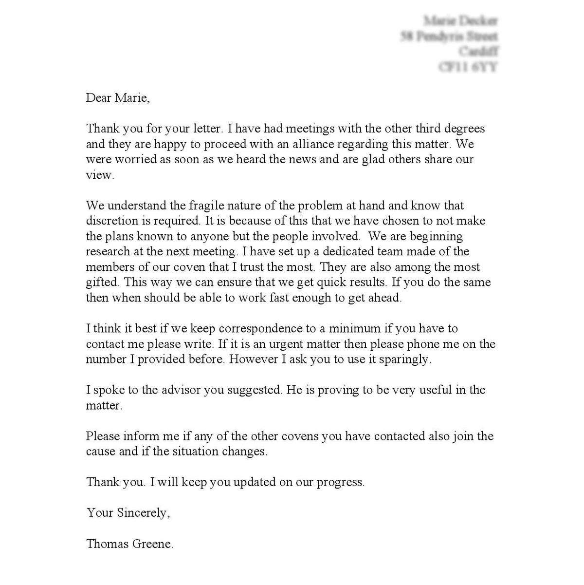 Coven Letter | Find Laurie Redferne Wiki | Fandom