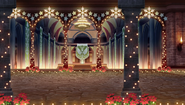 Ylisstol's palace decorated for the Winter Festival in Fire Emblem Heroes.