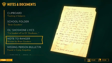 Note to Ranger - Firewatch Wiki