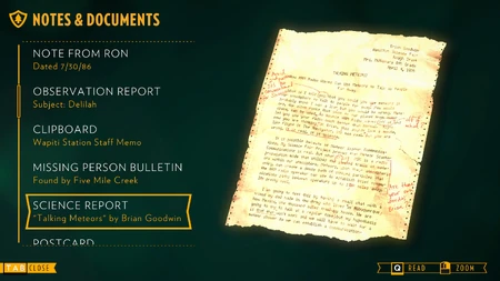 Science Report - Firewatch Wiki