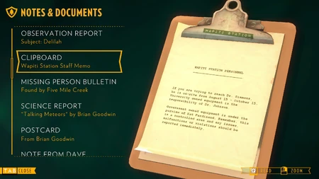 Clipboard (Wapiti Station Staff Memo) - Firewatch Wiki