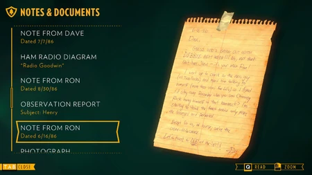 Note from Ron 6/16/86 - Firewatch Wiki