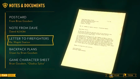 Letter to Firefighters - Firewatch Wiki