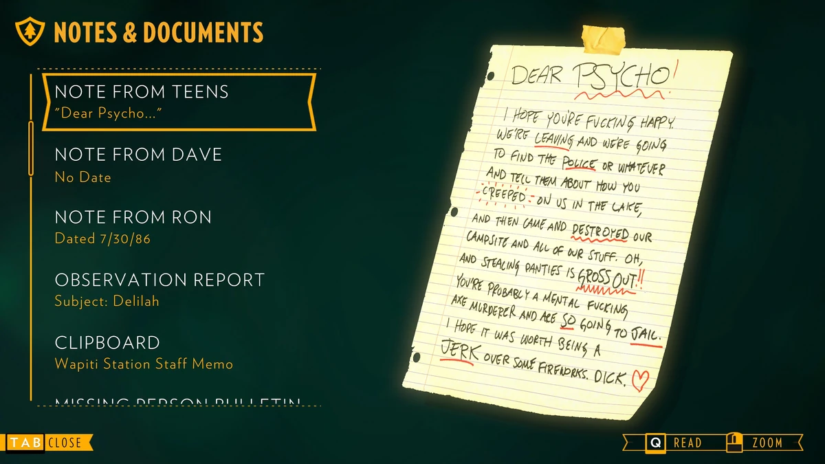 Note from Teens - Firewatch Wiki