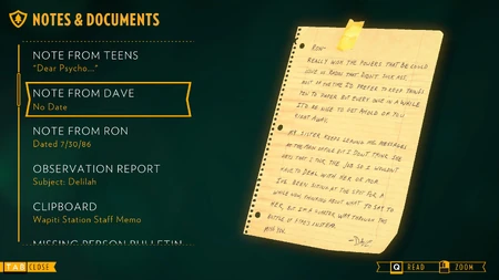 Note from Dave (No Date) - Firewatch Wiki