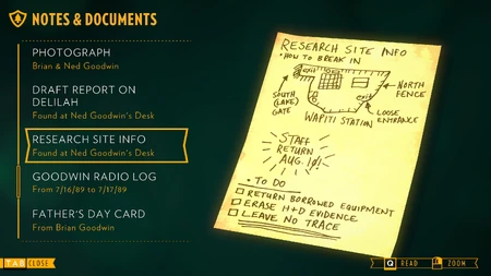 Research Site Info - Firewatch Wiki