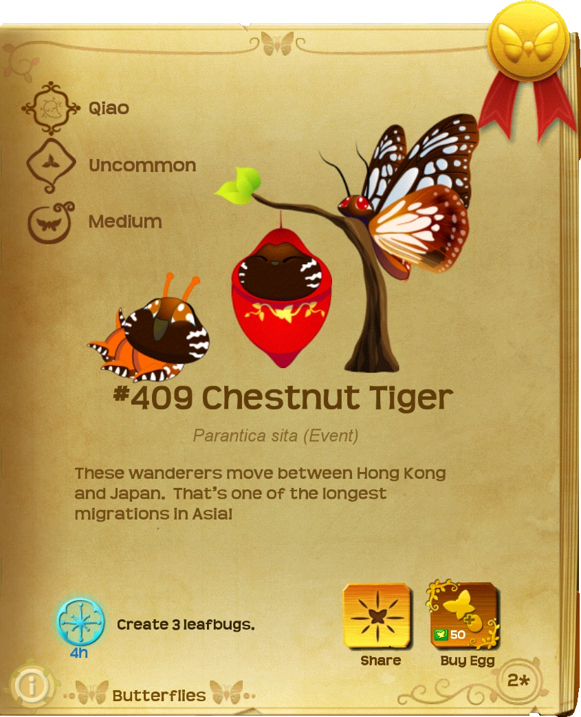 Chestnut Tiger | Flutter Butterfly Sanctuary Wiki | Fandom