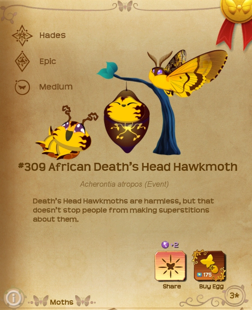 African Death's Head Hawkmoth | Flutter: Starlight Wikia | Fandom