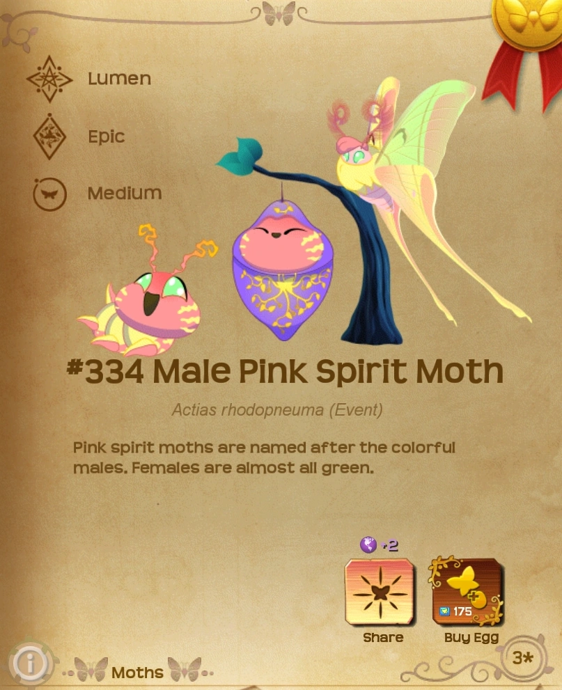 Male Pink Spirit Moth | Flutter: Starlight Wikia | Fandom