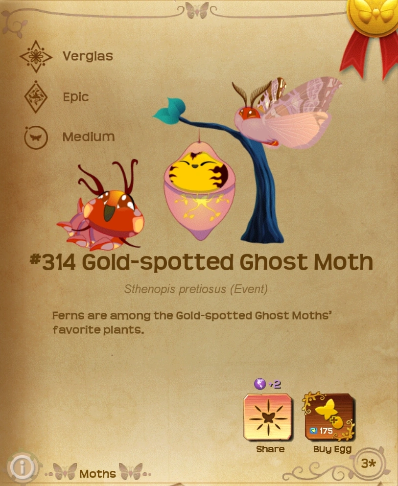 Gold-spotted Ghost Moth | Flutter: Starlight Wikia | Fandom