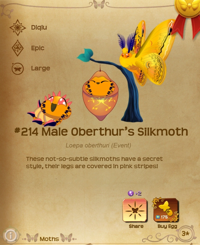 Male Oberthur's Silkmoth | Flutter: Starlight Wikia | Fandom
