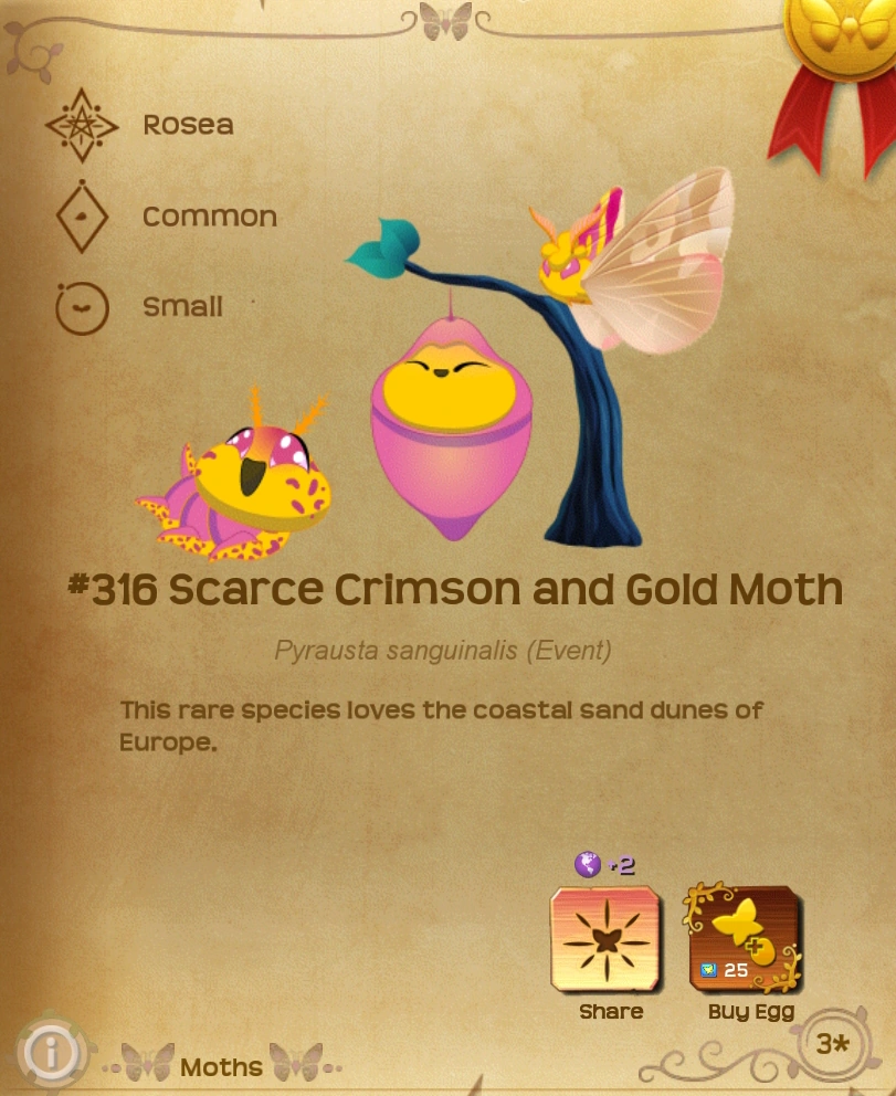Scarce Crimson and Gold Moth | Flutter: Starlight Wikia | Fandom
