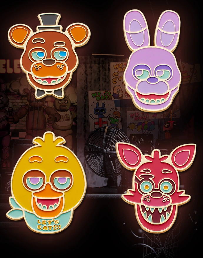 SANSHEE Fnaf Golden Face Pins Set | FNaF Merch Wiki | Fandom