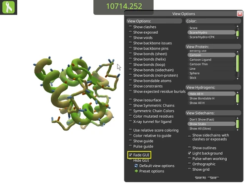 View options/Fade GUI | Foldit Wiki | Fandom