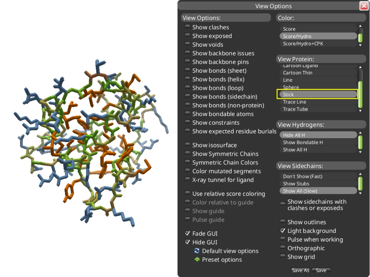 View options/View Protein/Stick | Foldit Wiki | Fandom