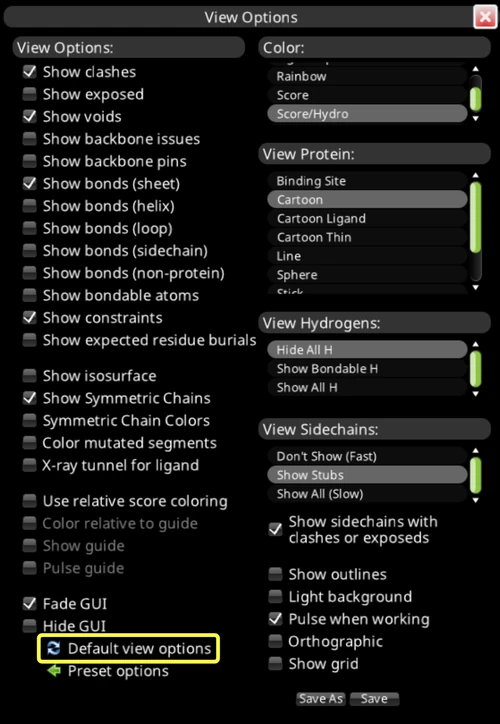 View options/Default view options | Foldit Wiki | Fandom