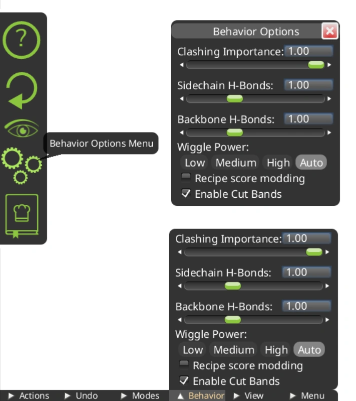 New interface behavior menu | Foldit Wiki | Fandom