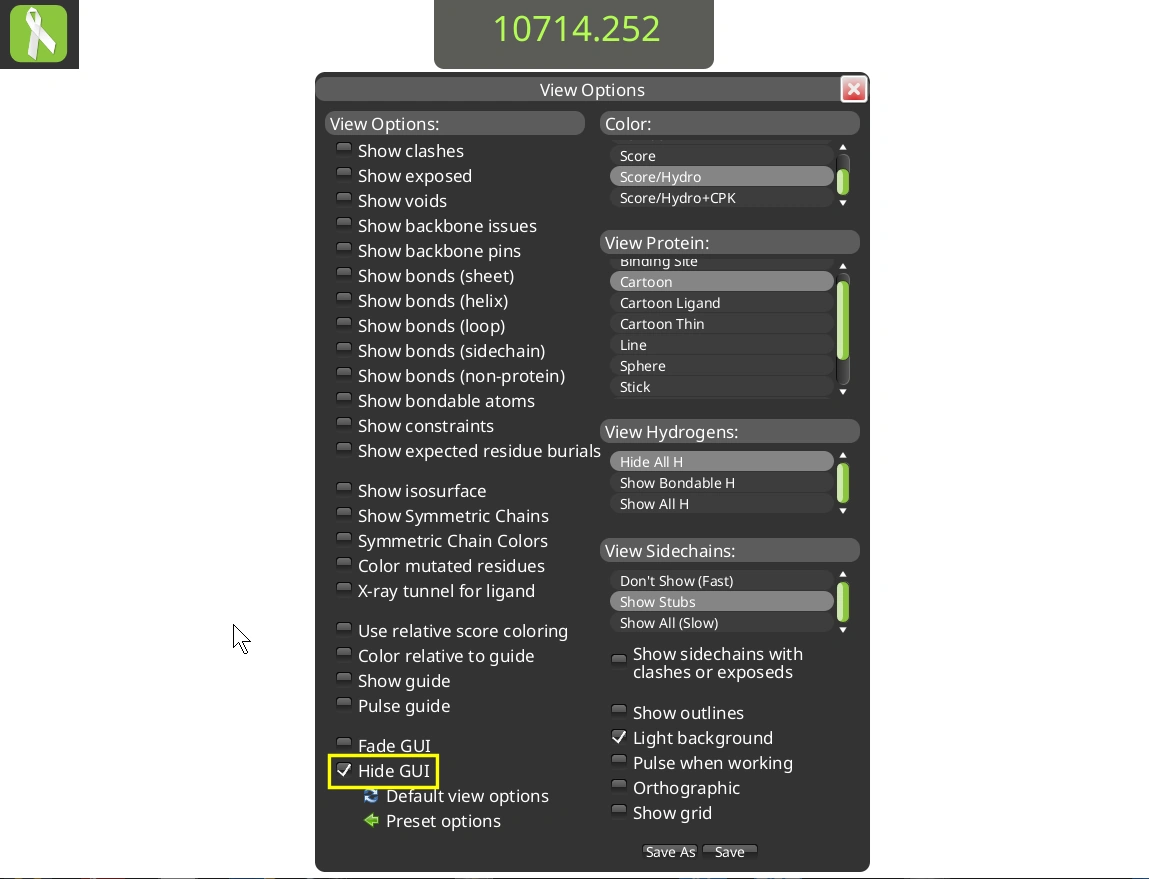 View options/Hide GUI | Foldit Wiki | Fandom
