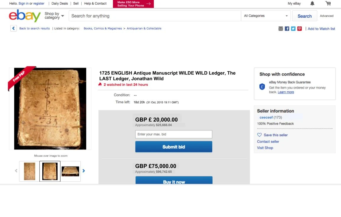 Jonathan Wild's final ledger | The Follypedia Wiki | Fandom