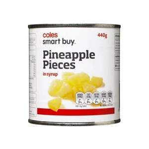 Coles Smart Buy Pineapple Pieces in Syrup Canned 440g | Food Origins ...