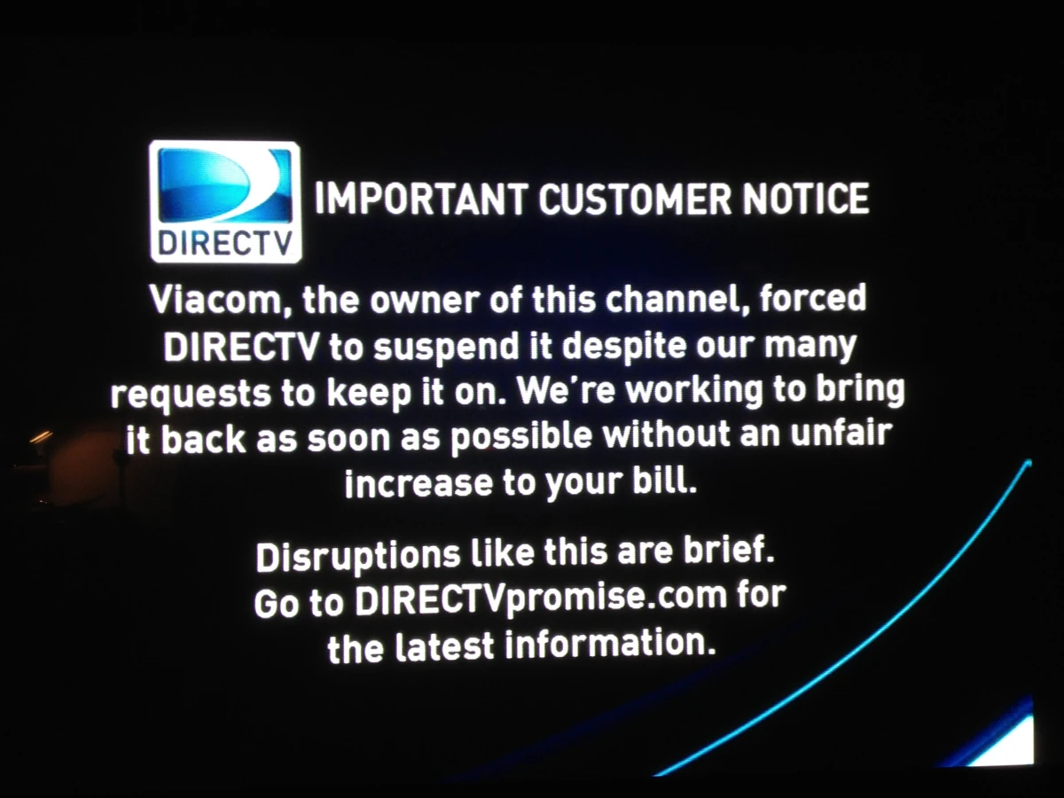 DirecTV Viacom Blackout Message (July 2012) | Scary Logos Wiki | Fandom