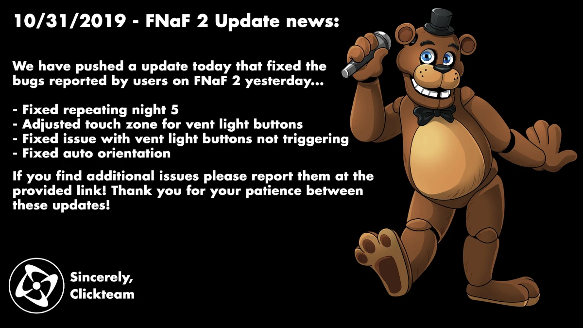 Five Nights at Freddy’s 2/Updates | Five Nights at Freddy's Wiki | Fandom