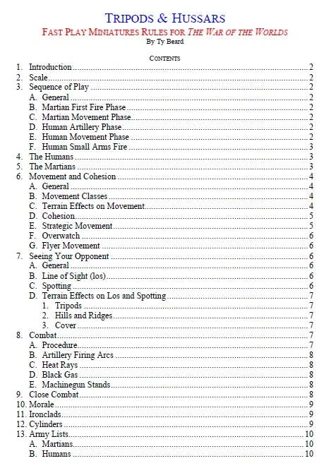 Tripods and Hussars | Freewargamesrules Wiki | Fandom