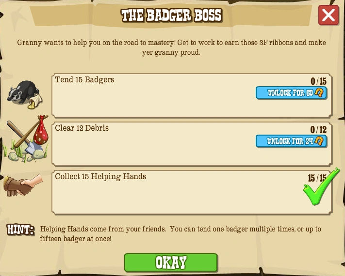 3F Challenge: Badger | FrontierVille Wiki | Fandom