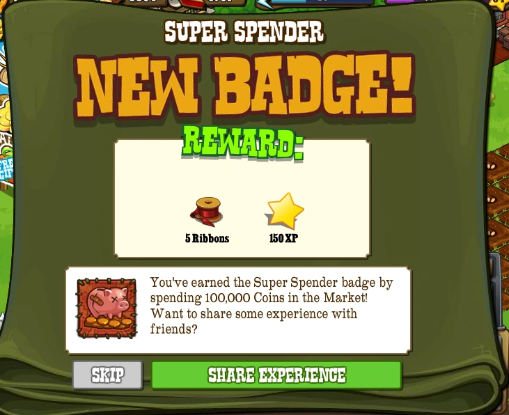 Super Spender Badge | FrontierVille Wiki | Fandom