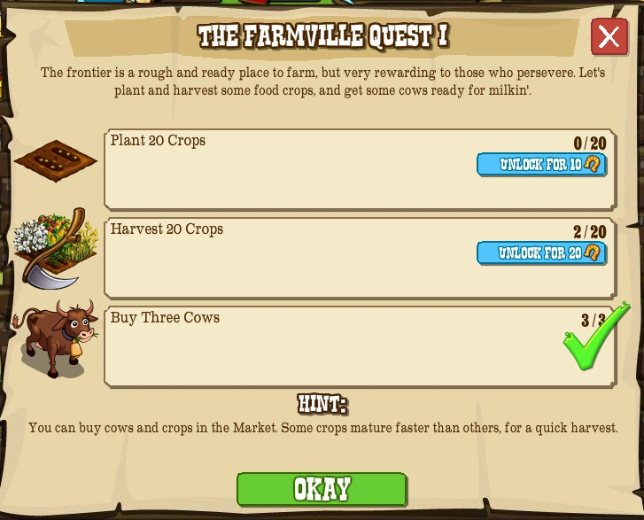 The FarmVille Quest 1 | FrontierVille Wiki | Fandom