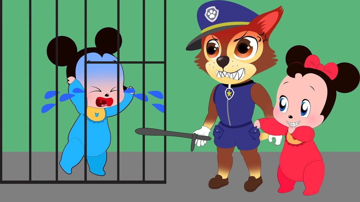 Mickey Mouse and Minnie Mouse Babies Crying in Prison Funny Story! w ...