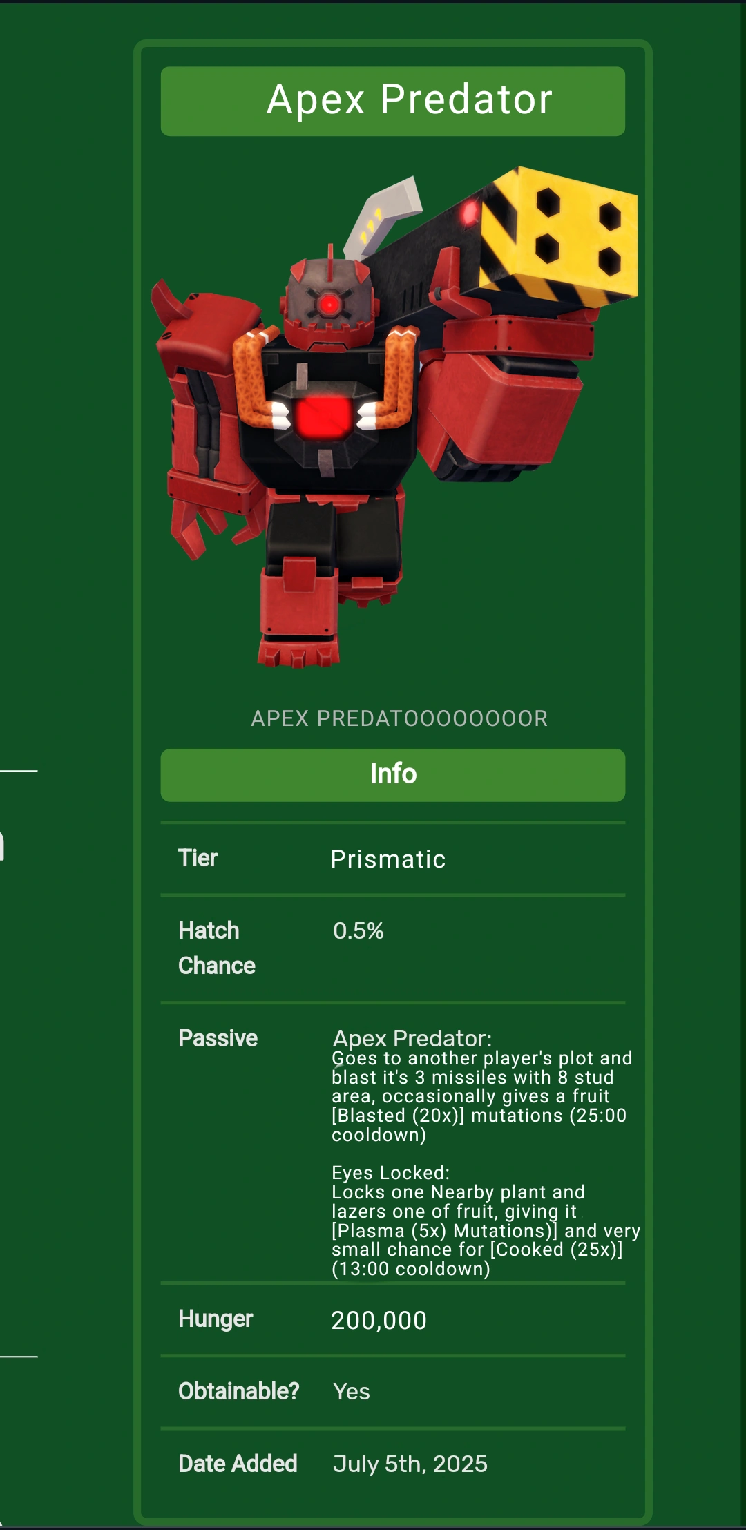 Apex Predator (Pet) | Grow A Garden Fanon Wiki | Fandom