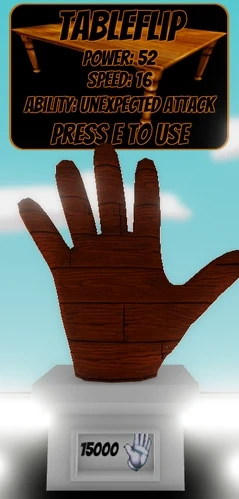 Tableflip Glove (Slap Battles) | Game Weapons Wiki | Fandom