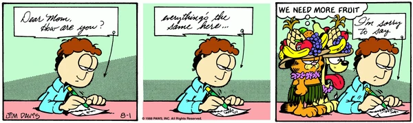 Garfield, August 1988 comic strips | Garfield Wiki | Fandom