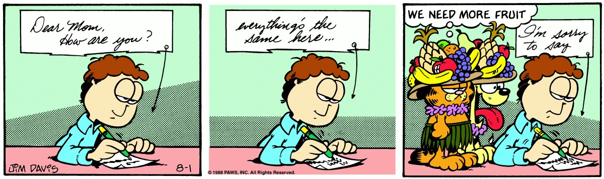Garfield, August 1988 comic strips | Garfield Wiki | Fandom