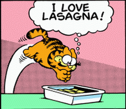 Garfield Eating Lasagna