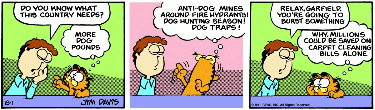 Garfield, August 1981 comic strips | Garfield Wiki | Fandom