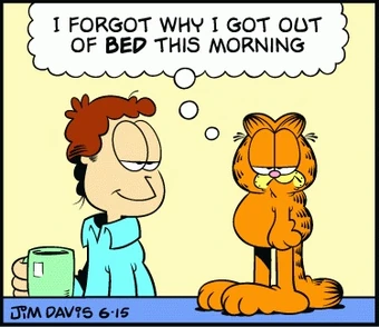 Garfield Face Down Bed
