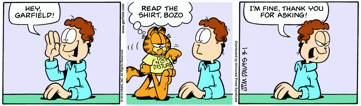 Garfield, March 2010 comic strips | Garfield Wiki | Fandom