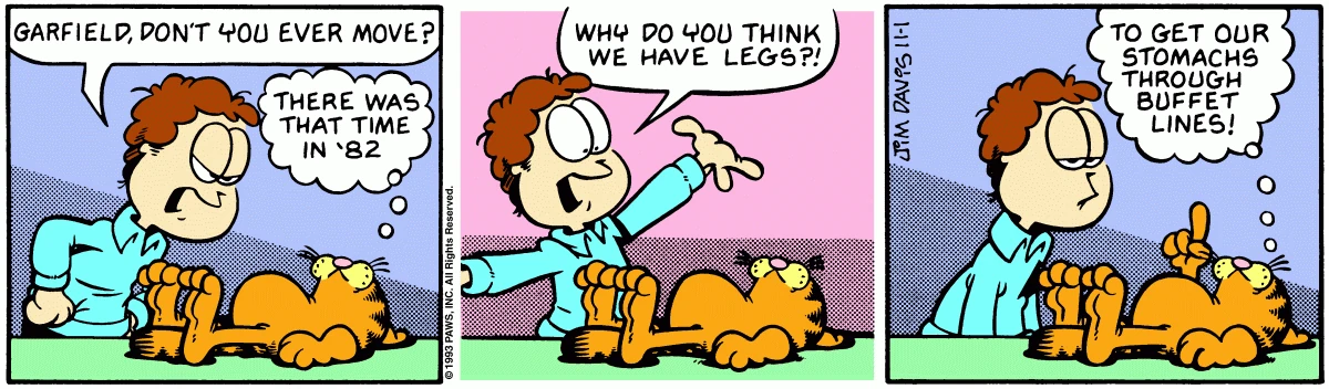 Garfield, November 1993 comic strips | Garfield Wiki | Fandom