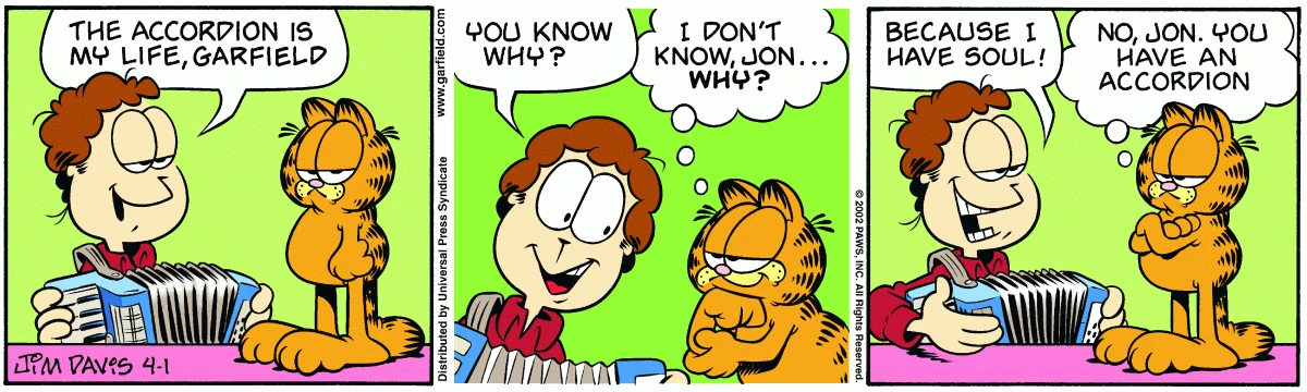 Garfield, April 2002 comic strips | Garfield Wiki | Fandom