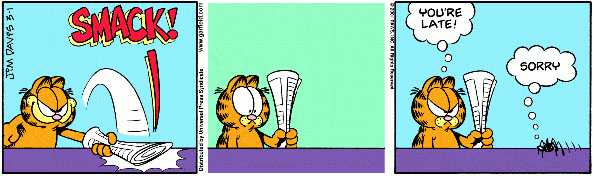 Garfield, March 2001 comic strips | Garfield Wiki | Fandom