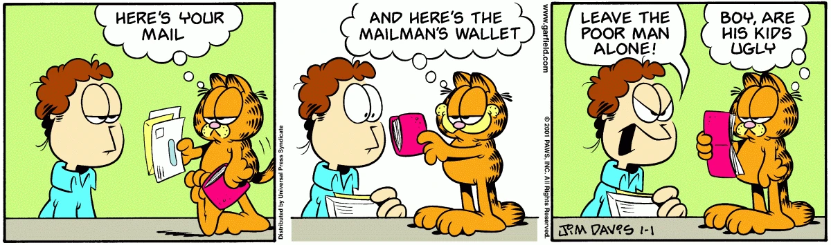Garfield, January 2001 comic strips | Garfield Wiki | Fandom