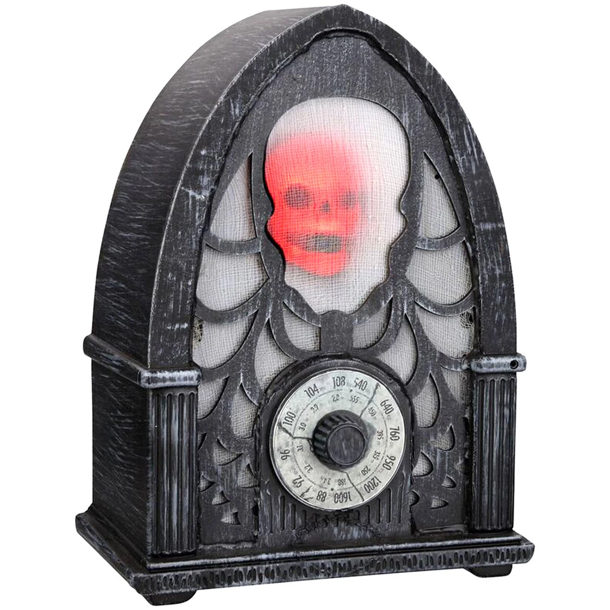 Gemmy Halloween Haunted Radio Color Changing Light Skull Battery ...