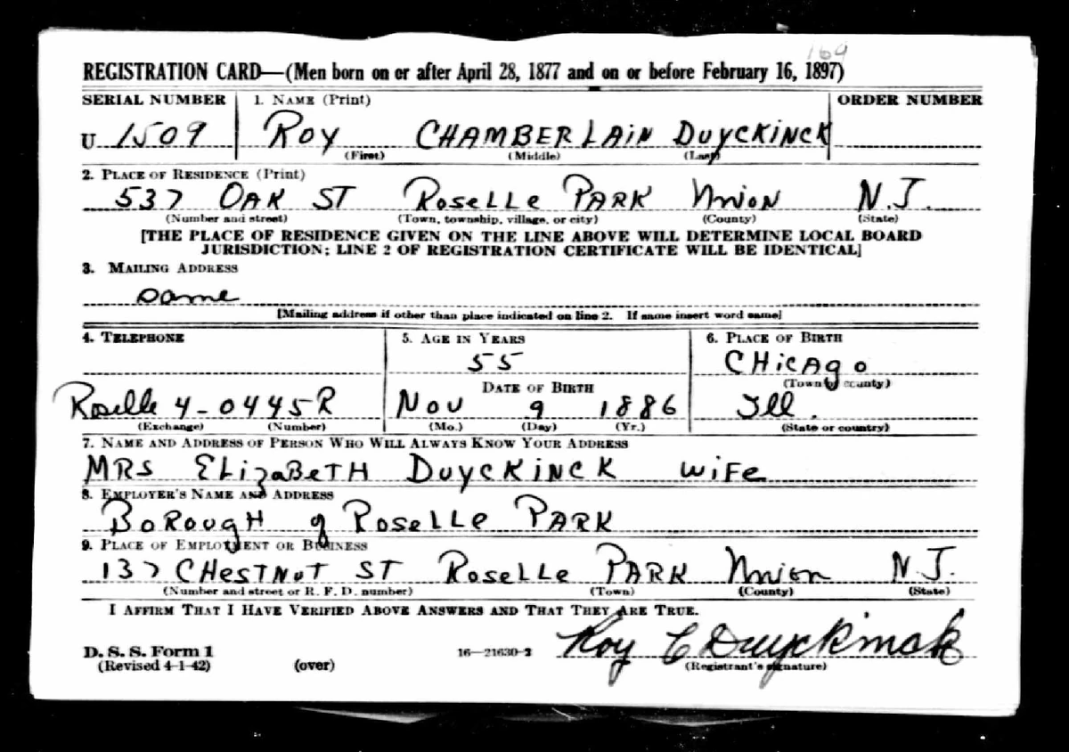 Royal Chamberlain Duyckinck (1886-1973) | Familypedia | Fandom