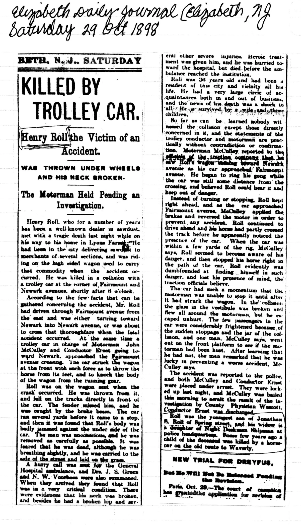 William Henry Roll (1862-1898) | Familypedia | Fandom