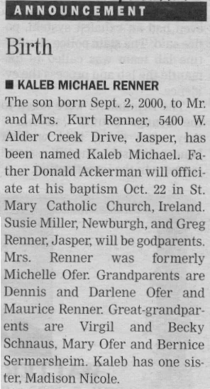 Kaleb Michael Renner (2000) | Familypedia | Fandom