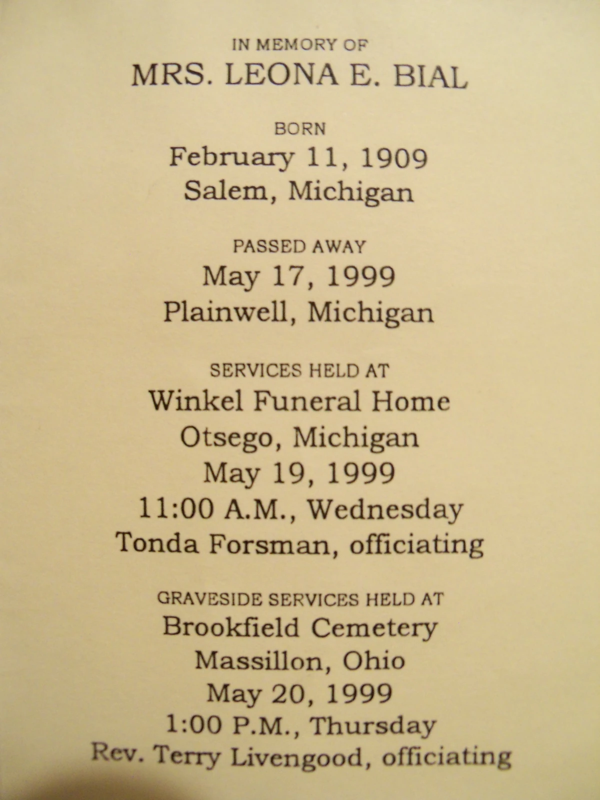 Leona Evelyn Baker (1909-1999) | Familypedia | Fandom