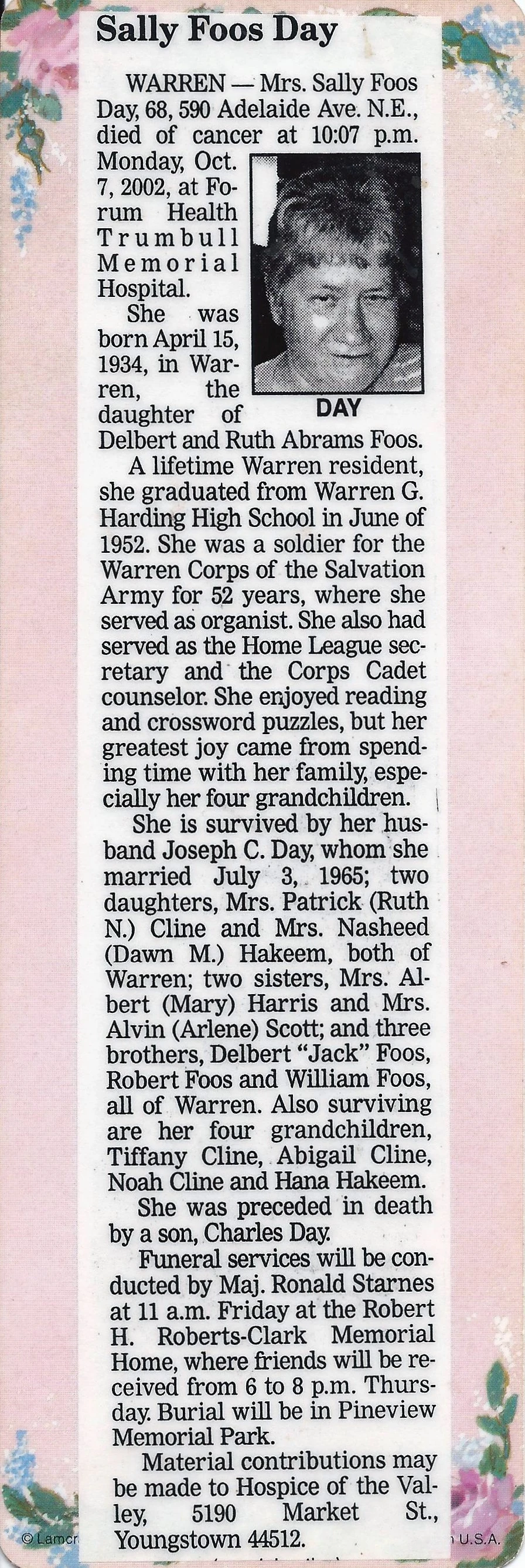 Sally Foos (1934-2002) | Familypedia | Fandom